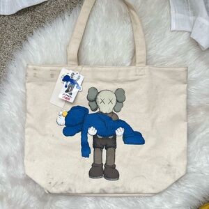KAWS | Bags | Kaws Cream Tote With Blue And Brown Design | Poshmark